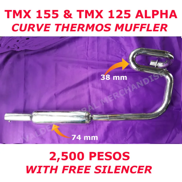 TMX 125 and TMX 155 "THERMOS or BOTTLED" Curve Type Muffler Stainless ...