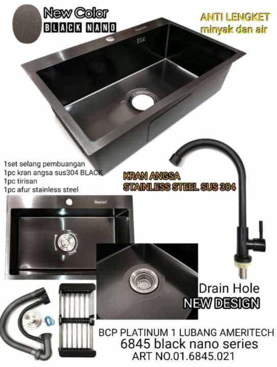 Kitchen Sink / BCP Single Stainless Steel Ameritech- Nano Black Series ...