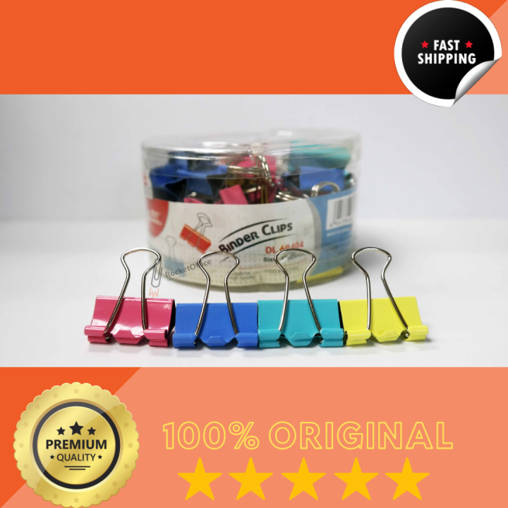 Binder Clip (19mm) Assorted Colors Metal 40pcs per pack for School and ...