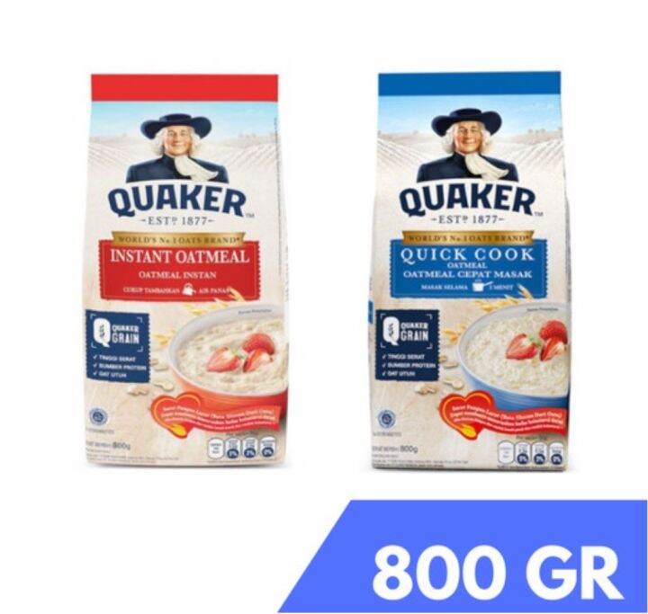 Quaker Oat Instant Oatmeal Merah / Quick Cooking Biru 800 gram Exp Mei ...