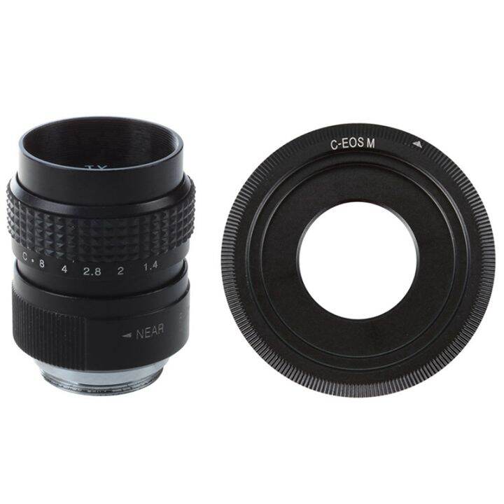 1 Pcs Black 25mm F1.4 CCTV Lens & 1 Pcs C-Mount Cine Movie Lens for M ...