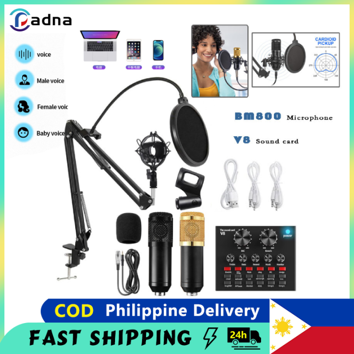 Padna【Philippine Delivery】Original Jcam BM-800 Condenser Microphone Kit With V8 Sound Card and ...