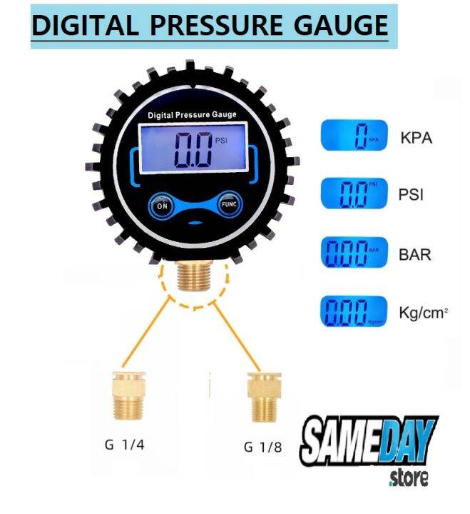 Manometer Digital Pressure Gauge Pengukur Tekanan Angin 200 PSI Meter ...