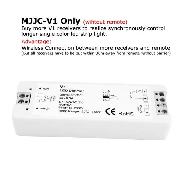 12 Volt Led Dimmer 12v 5v 24v 36v Pwm Wireless Rf Dimer Push Switch On ...