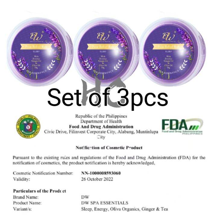 Set of 3pcs [NEW] FDA SLEEP Creations Spa Essentials Pain Relief Rub ...