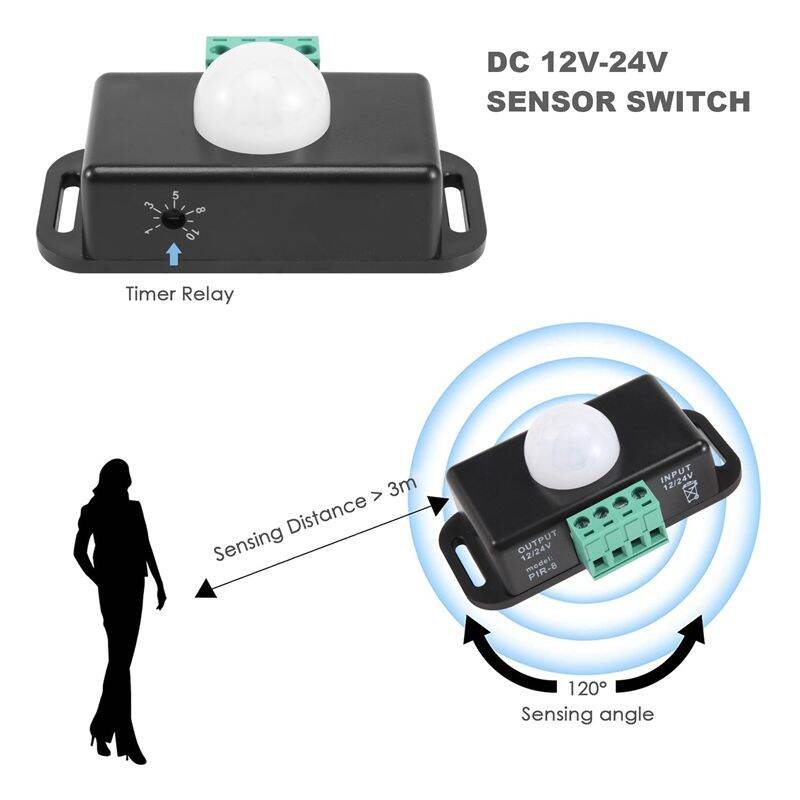 Motion Sensor Switch, 12V 24V PIR Sensor LED Switch Controller for ...