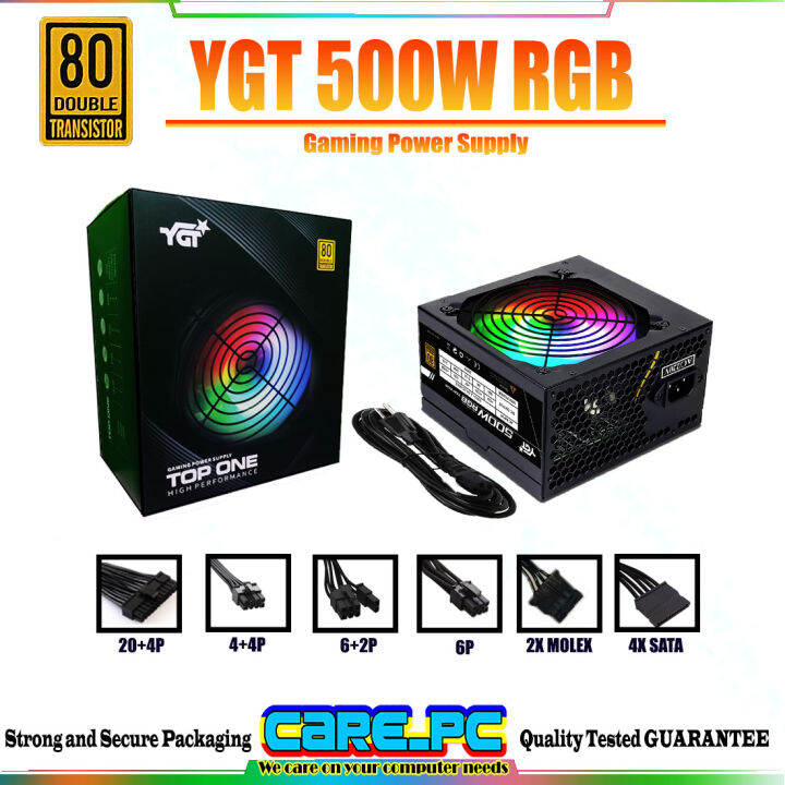 YGT Gaming Power Supply RATED 500W/700W RGB 80 Plus Bronze DOUBLE ...