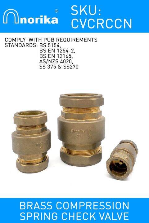 "NORIKA®" HORIZONTAL/VERTICAL BRASS CR [CXC] PN16 SPRING CHECK VALVE ...