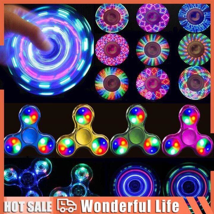 Children's Gyroscope Glowing light Fidget Spinner hand-cranked top ...