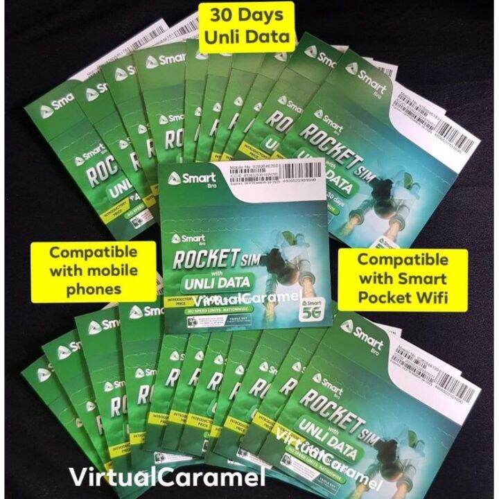 New Smart Bro ROCKET SIM With UNLI DATA for 15 or 30 Days | Lazada PH