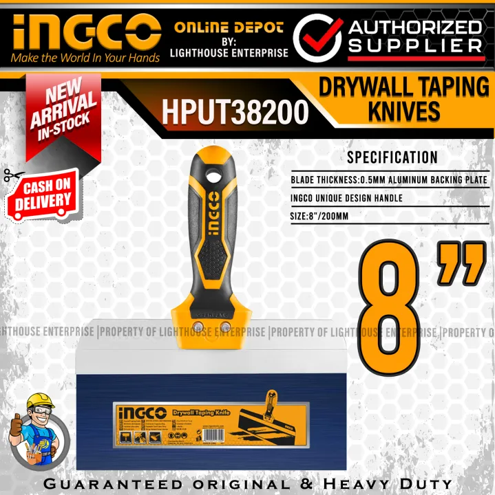 INGCO Drywall Taping Knives (8"/200mm, 10"/250mm, 12"/300mm ...