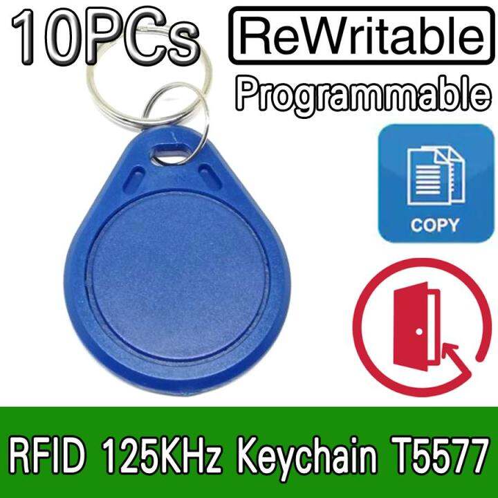 10PCs/Lot Blue T5577 Rewritable Programmable RFID 125 KHz Keychain ...