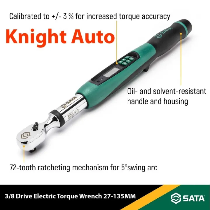 SATA 96525 3/8'' Electronic Torque Wrench 27-135NM | Lazada
