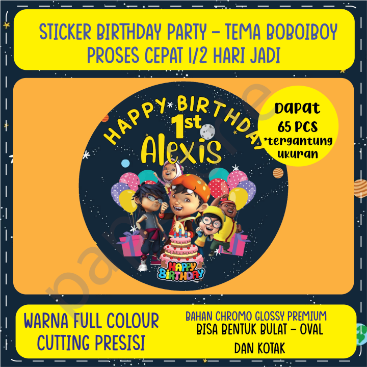 label stiker BOBOIBOY Ulang Tahun Anak - sticker birthday party stiker ...