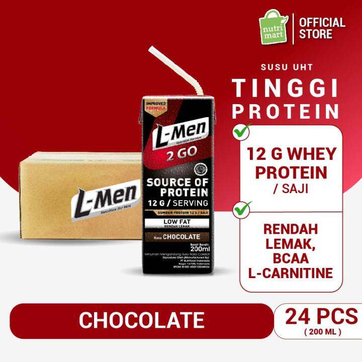 L-Men UHT 2GO Chocolate 200ml x 24 Tetrapack- 12g Whey Protein ...