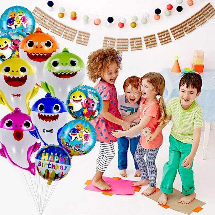 10Pcs Baby Shark Balloon Shark Family Balloon Baby Shark Family Foil ...