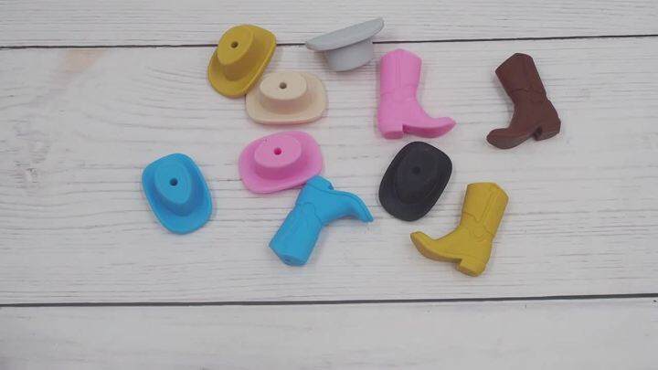 Chenkai 50ชิ้นหมวกคาวบอยรองเท้าลูกปัดซิลิโคน DIY โฟกัสลูกปัด BPA ฟรีทารกเคี้ยว D Ummy สร้อยคอ P ...