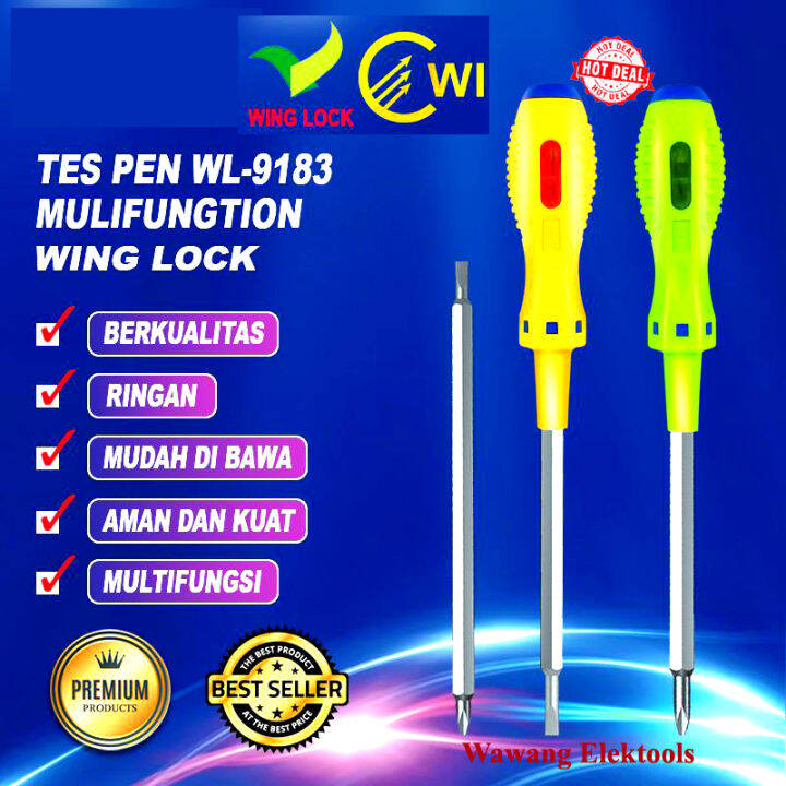 Test Pen / TESTPEN Bolak Balik (+ - ) 500V WING LOCK WL-9183 / Obeng ...