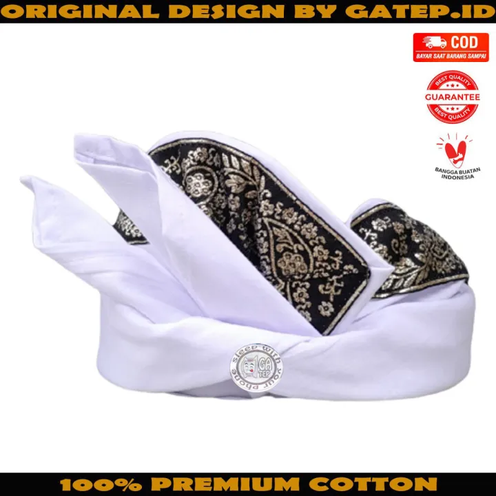 Udeng Bali Putih Polos Lis Motif Ukiran Bunga Perak Setengah Jadi ...