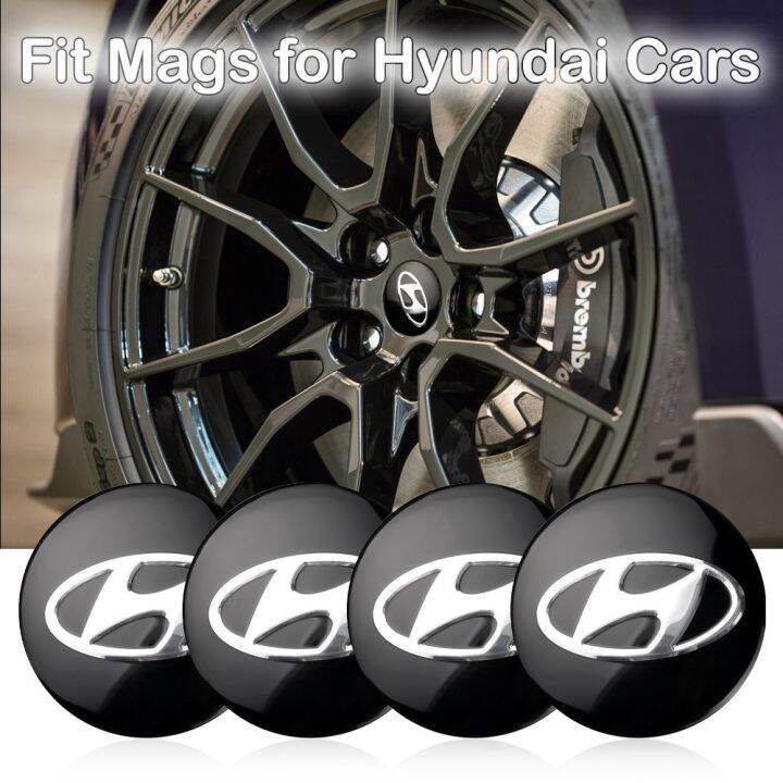 Hyundai 4PCS Wheel Center Hub Cap Stickers Decal 56mm Hub Center Cap ...