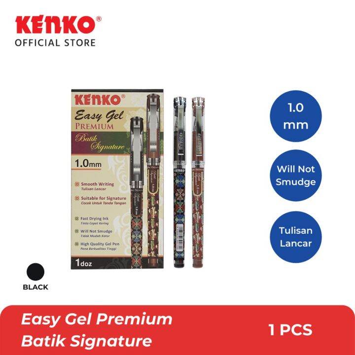 Bolpoin kenko 1.0mm Pena Kenko Gel Pen Easy Gel Premium 1.0 Mm pen gel ...