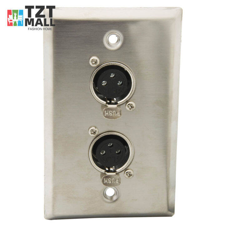 TZT MALL 1 set 1 Gang Solid Style Stainless Steel Dual Ports Cannon XLR ...