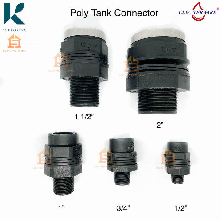 Poly Tank Connector 1/2", 3/4", 1,1-1/2", 2" / PP Tank Connector / Poly ...