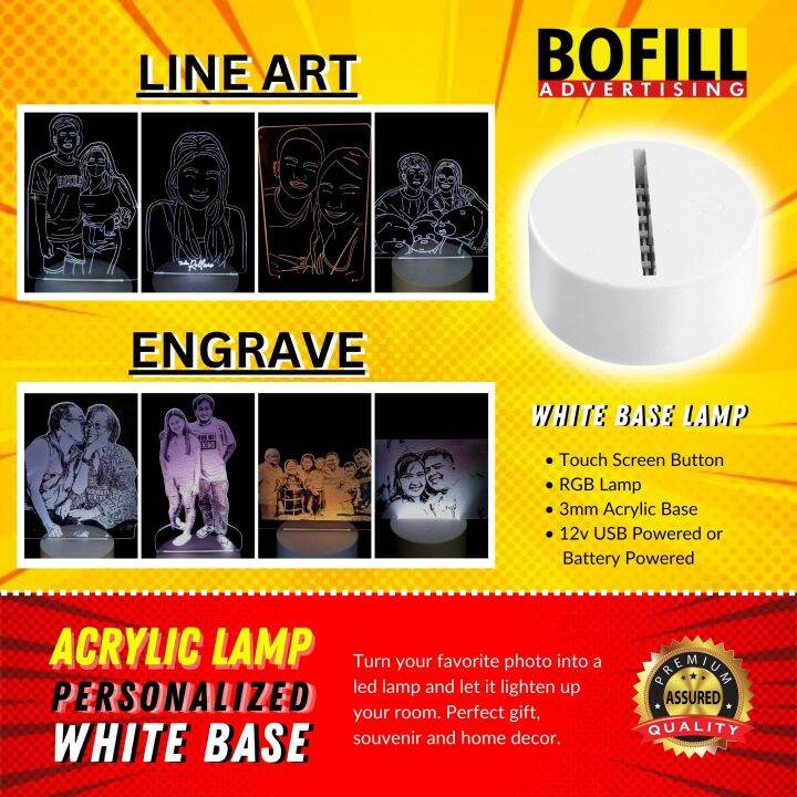 PERSONALIZED Acrylic Lamps with WHITE PLASTIC BASE | Lazada PH