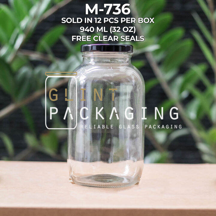 M-736 940 mL Glass Jars with FREE seals (12pcs) - Flint Food or ...