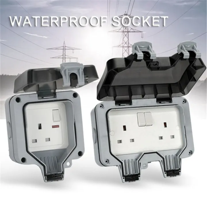 LONTIME Weatherproof UK Switched Standard Outdoor Wall Socket ...