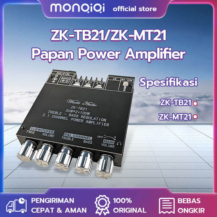 ZK-TB21/ZK-MT21 Papan Power Amplifier Subwoofer 2.1 Channel Penguat Saluran Bluetooth 50W X 2 ...
