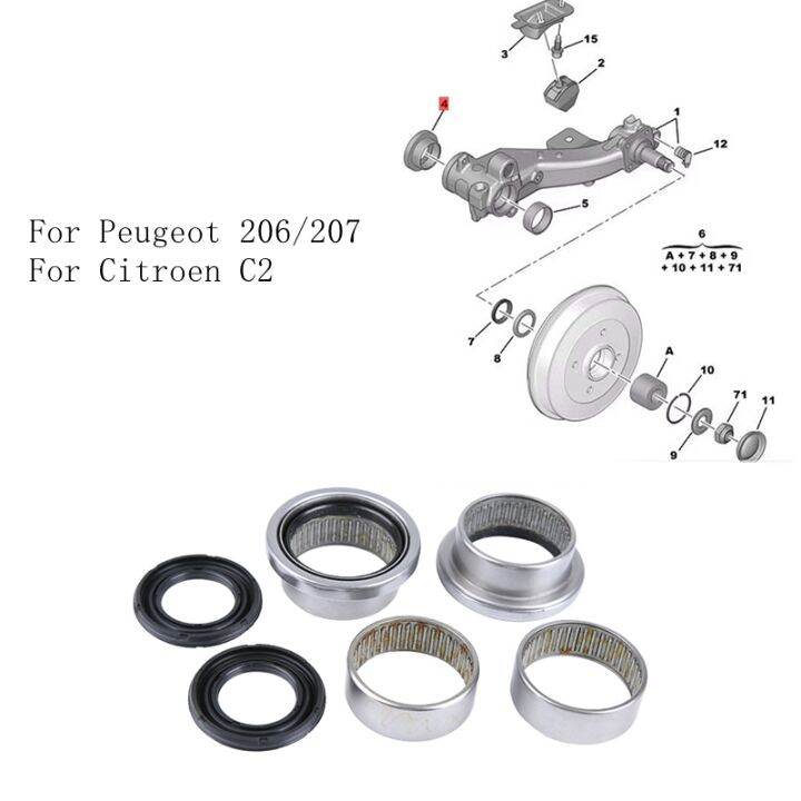 Rear Axle Trailing Arm Bush Bearing Repair Kit For Peugeot 206207 For ...