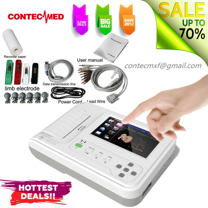 ContecMed Brand ECG600G 6 Channel ECG Machine Touch screen EKG Monitor ...