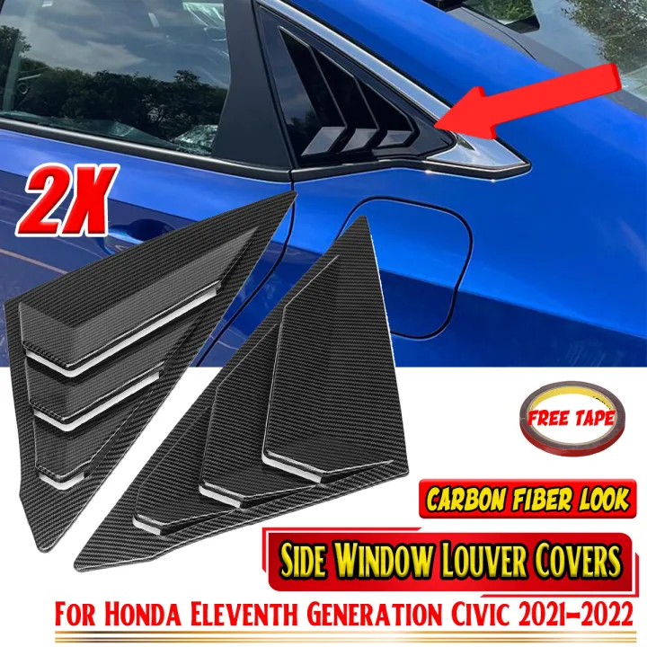 2pcs Carbon pattern color modified rear door window triangle window ...