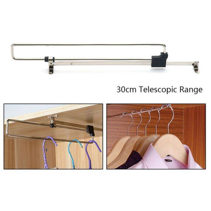 Pull Out Rail Extending Rack Space Saving Wardrobe Cabinet Hanger ...