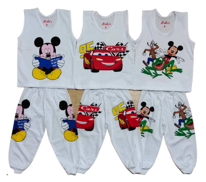 3pairs Terno-MUSCLE-PAJAMA for Boy Infant and Kids Age 0-6months White ...