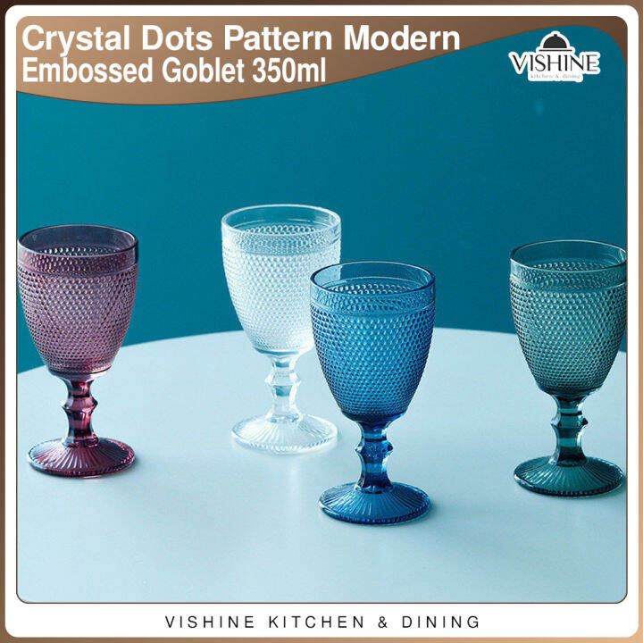 1pc Crystal Dots Pattern Modern Embossed Goblet Glassware Water Goblet ...