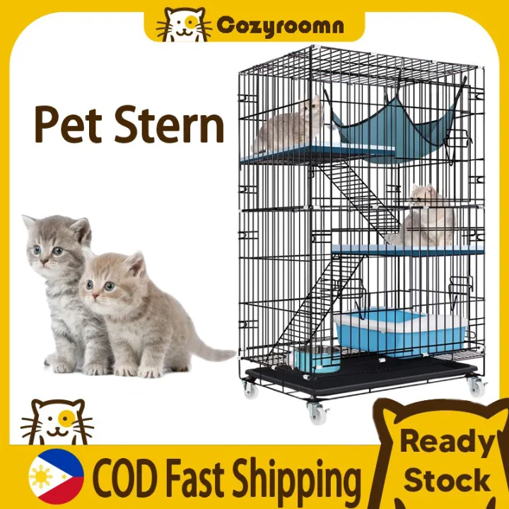 Foldable Cats Cage 2-4 Layers For Kitten Rabbit Puppy Cage With Wheel ...