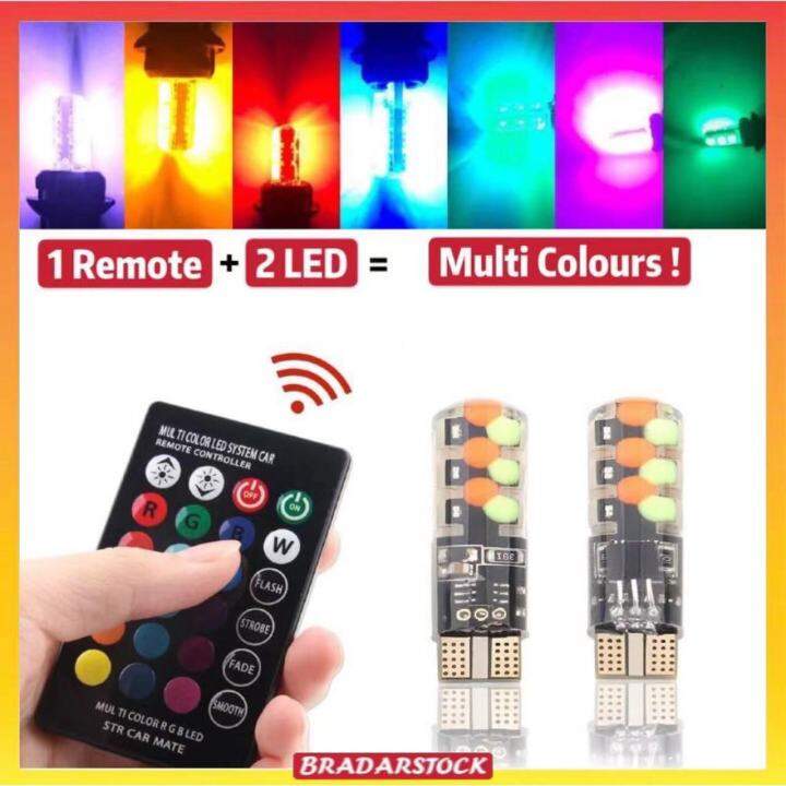 LED T10 REMOTE CONTROL Multi Colour Function Car Motor Kereta Lampu ...
