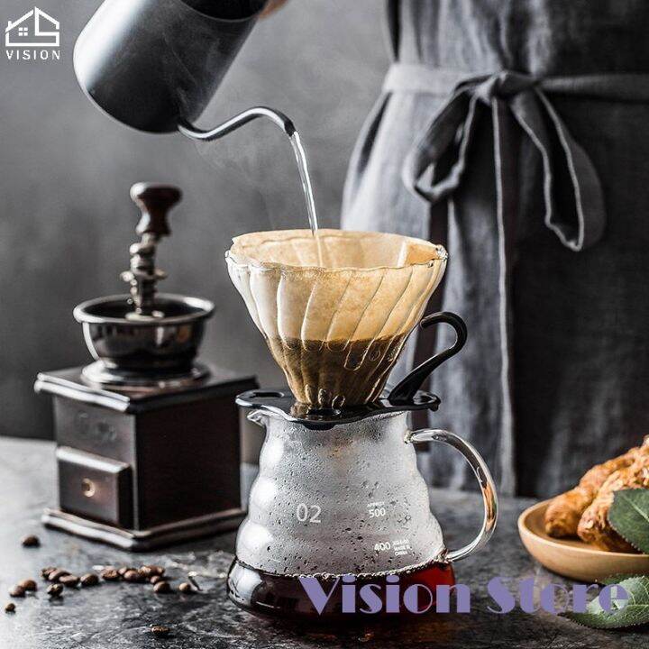 Vision Hand Brew Coffee Pot Heat Resistant Glass Coffee Pot with Filter ...
