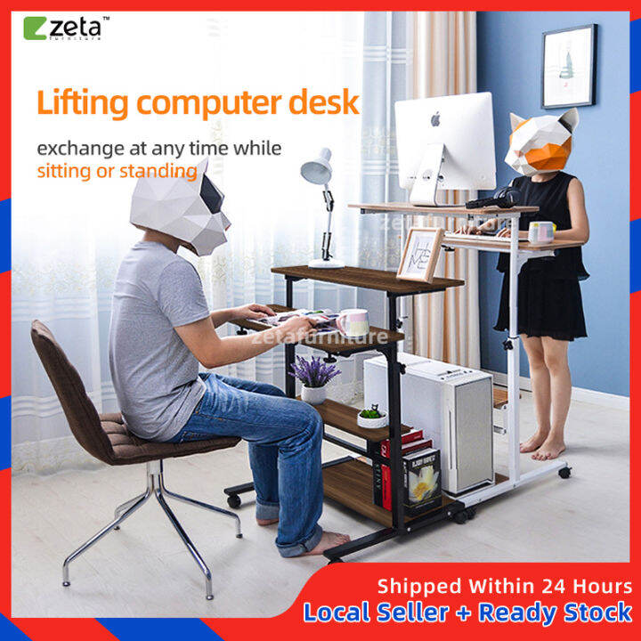 2Tier Lifting Standing Table/Adjustable Computer Desk/Movable Lecture ...