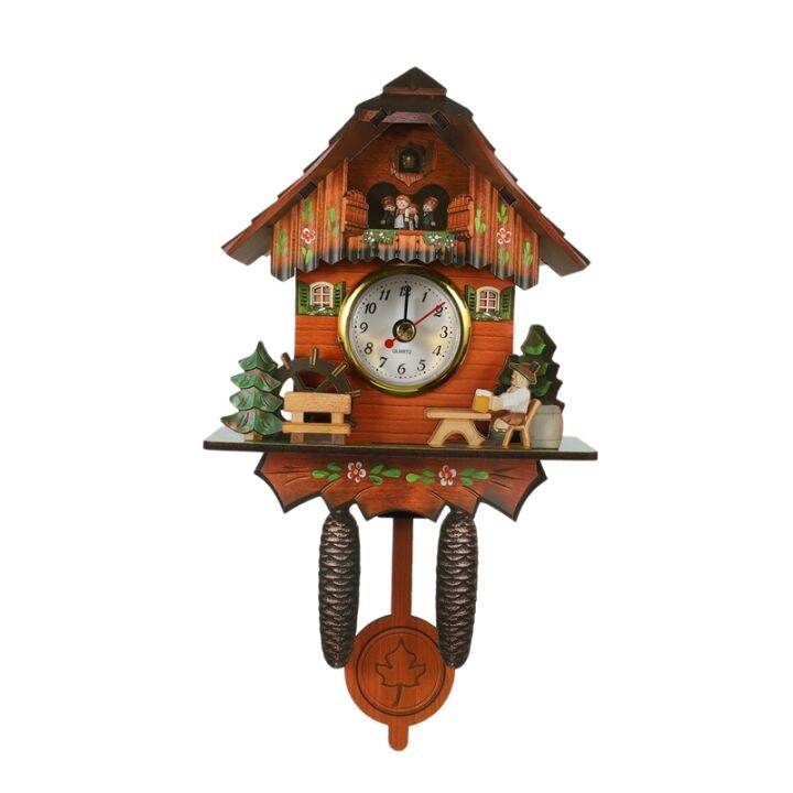 Antique Wooden Cuckoo Wall Clock Bird Time Bell Swing Alarm Watch Home ...