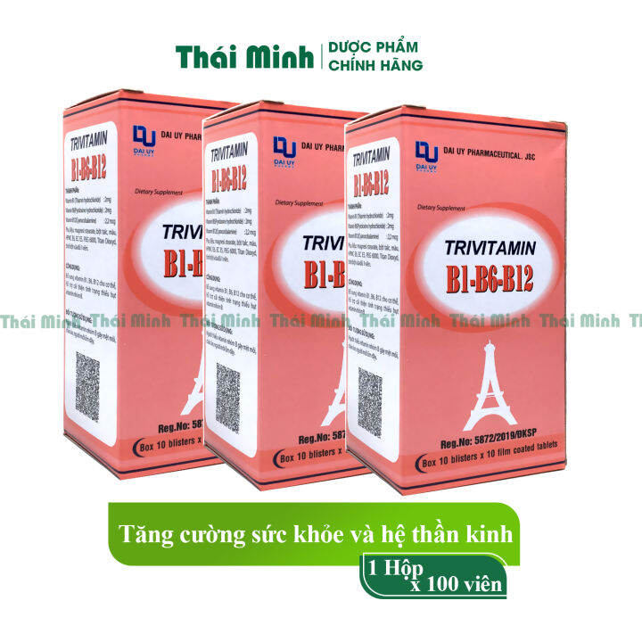 Combo 3 hộp Vitamin 3B Trivitamin Hộp 100 Viên Nén Đ.Y - Bổ Sung ...