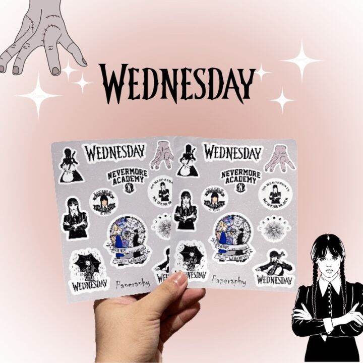Wednesday Addams 2pcs Sticker Sheets, Addams Family, Jenna Ortega, Girl ...