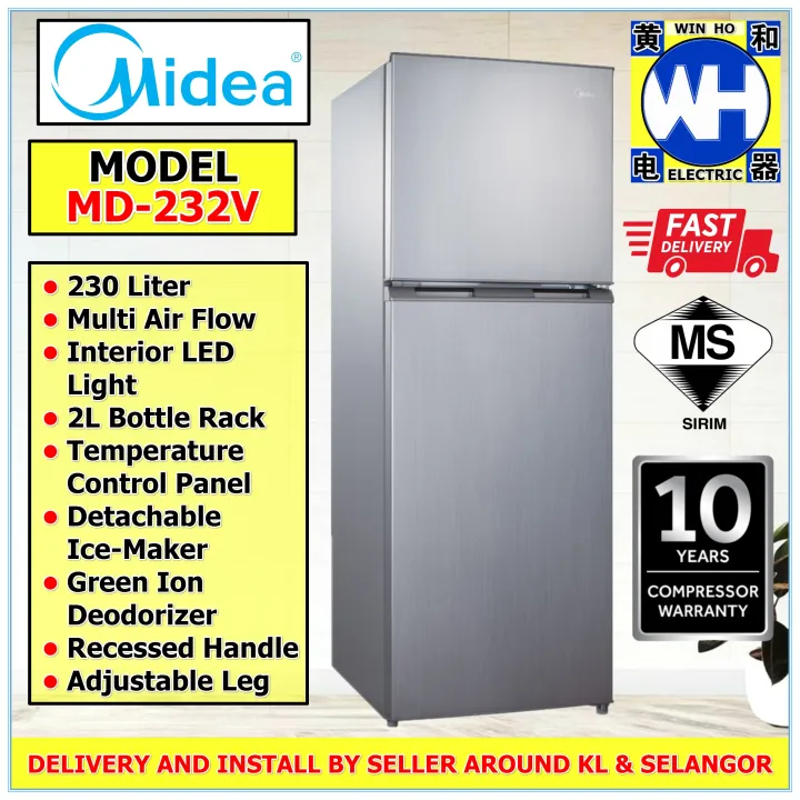 (FAST DELIVERY) MIDEA MD-232V / MD232V 230 Liter Twin Door Refrigerator ...