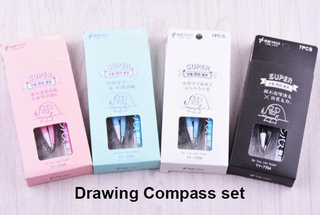 Metal Compasses Student Stationery Ruler Triangle Protractor Compass ...