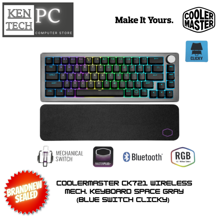 CoolerMaster CK721 65% Hybrid Wireless RGB Mechanical Keyboard Space ...