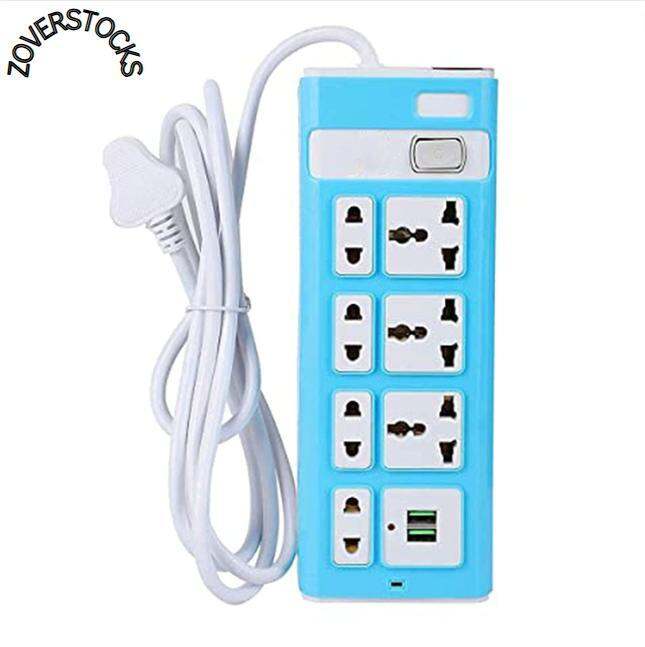 7 Socket Extension Board 2 USB Charger Extension Board with Individual ...