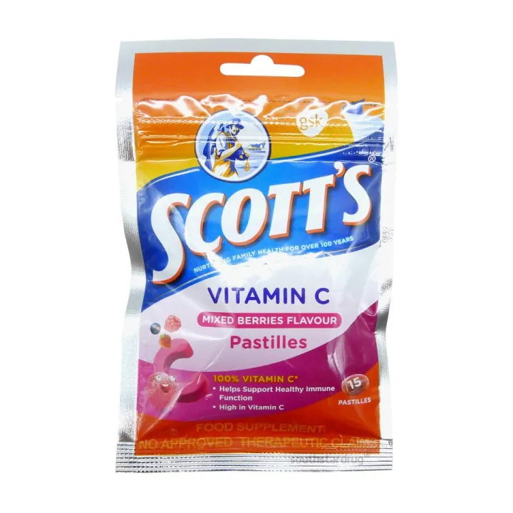 Scott's Pastilles Kid Vitamin C Mixed Berries Flavor 15 Pastilles ...
