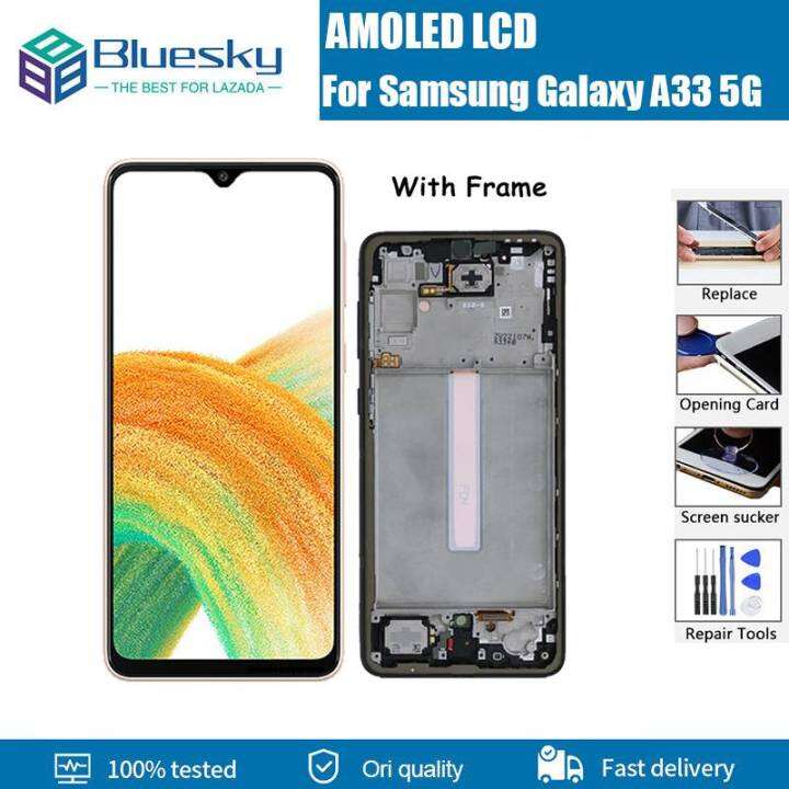 Bluesky Super AMOLED For Samsung Galaxy A33 5G LCD Display Touch Screen Digitizer With Frame For ...